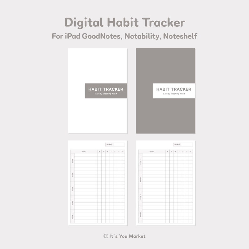 Digital Habit Tracker, Routine Log for iPad Goodnotes, Noteshelf ...