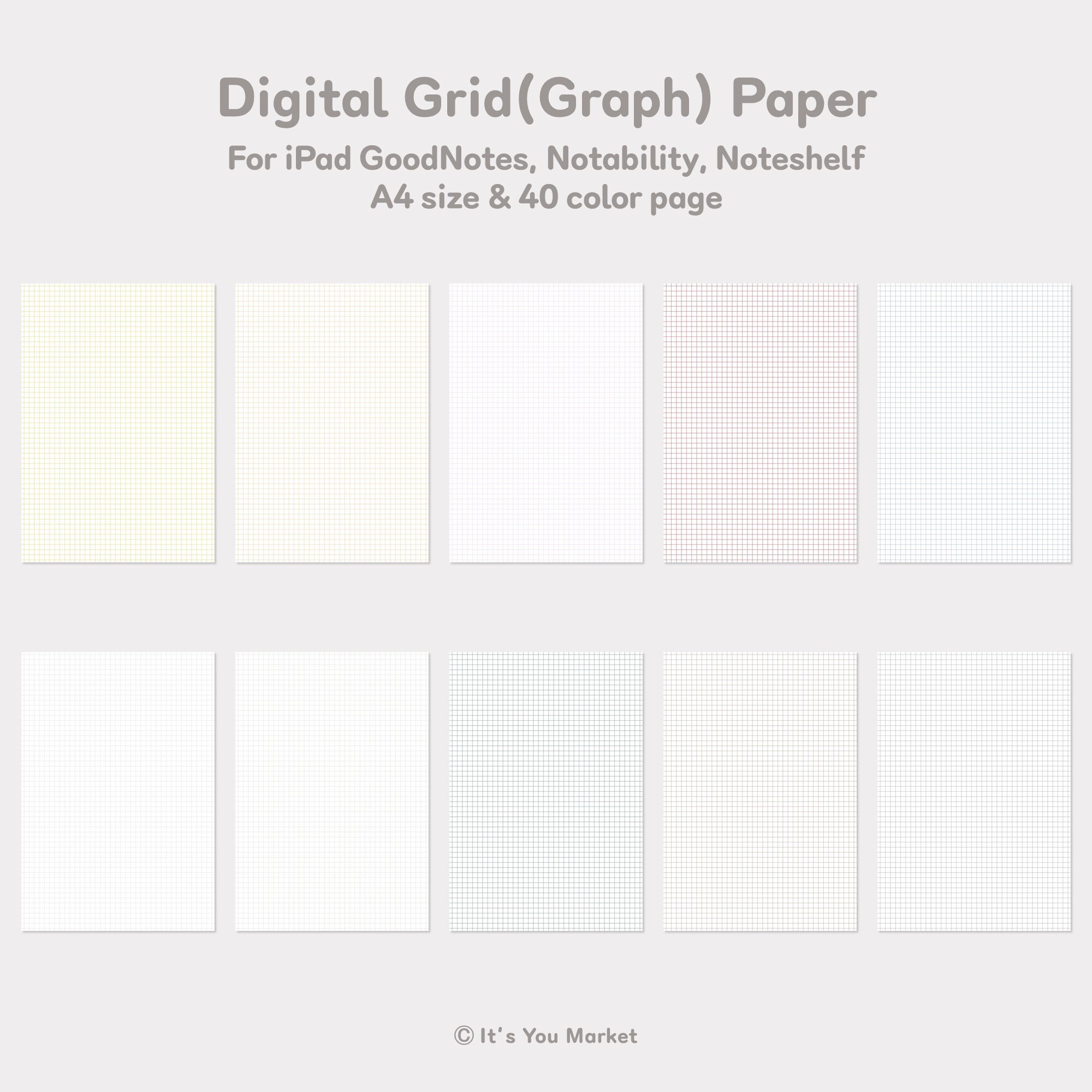 Digital Note Taking Paper Template Goodnotes Grid Notebook Page for ...