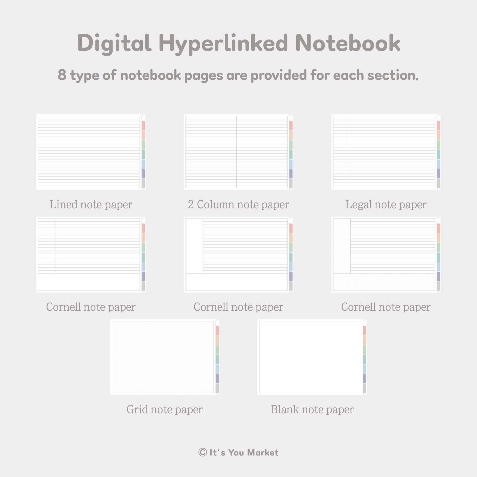 7 Subject Digital Hyperlinked Notebook for iPad Goodnotes - Etsy
