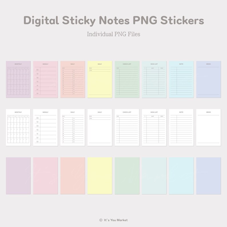 Digital Planner Sticky Notes PNG Stickers for iPad Goodnotes - Etsy
