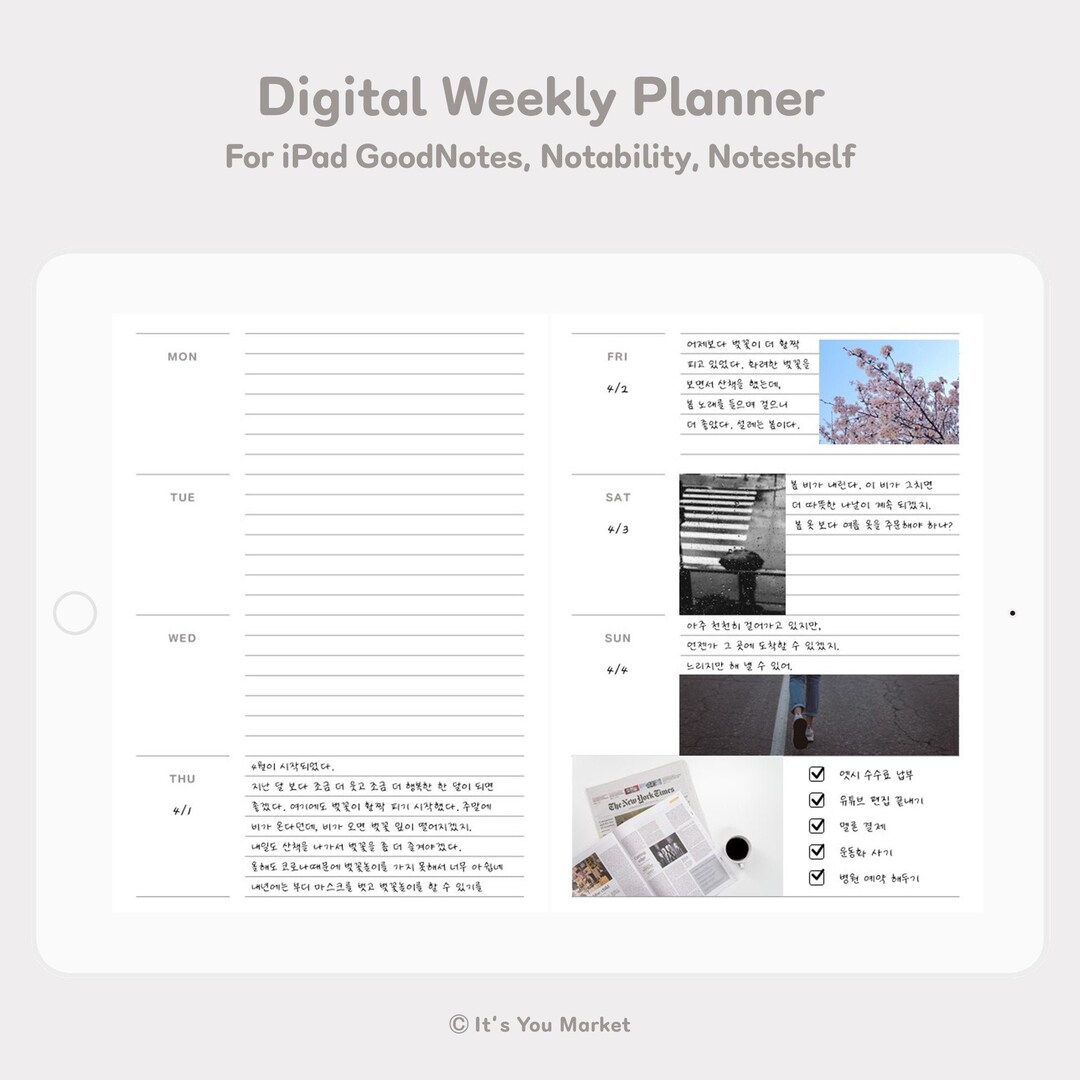 Digital Weekly Planner Undated Planner for iPad Goodnotes, Notability ...
