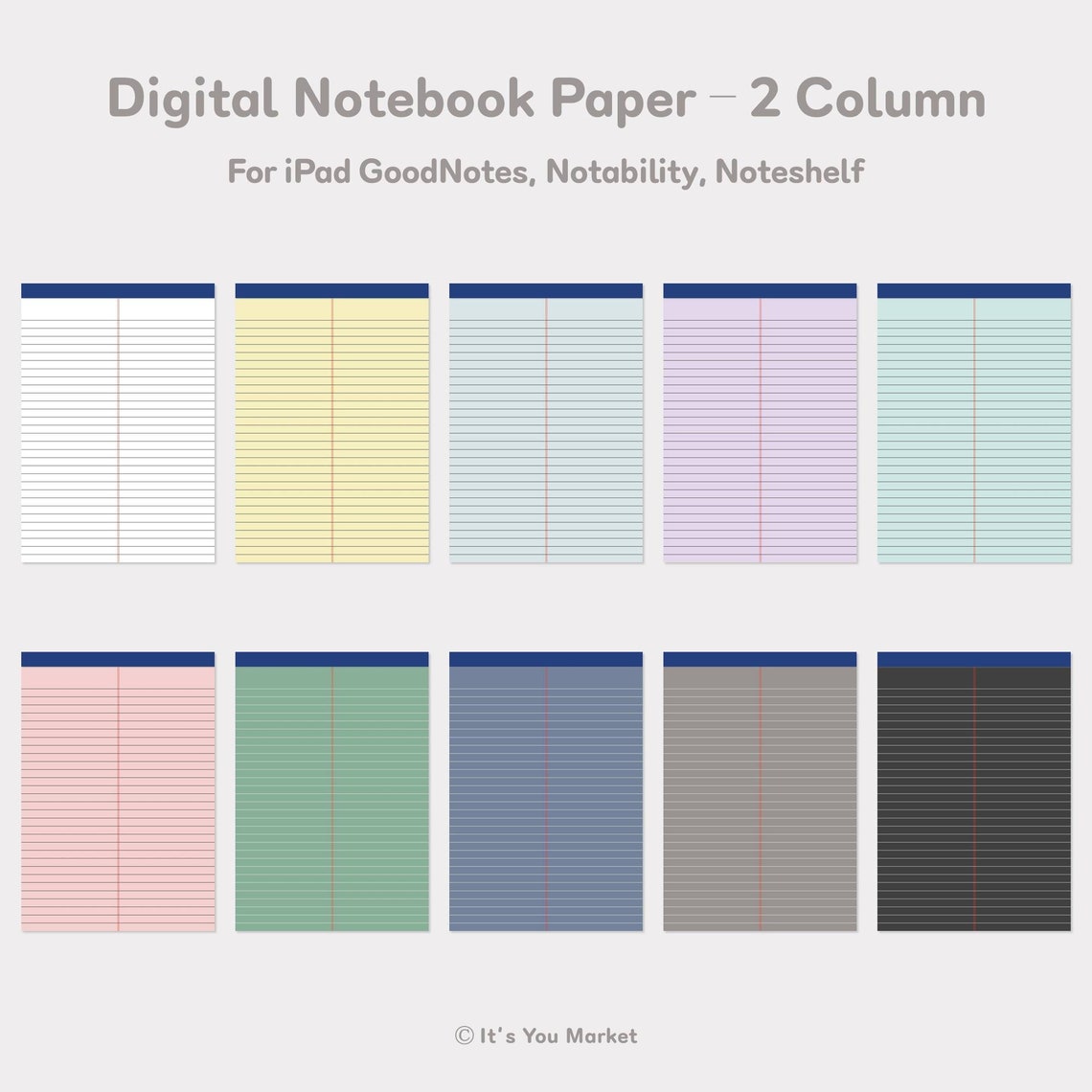 50 Colorful Digital Writing Paper Templates(notebook) : Line, Legal Pad ...