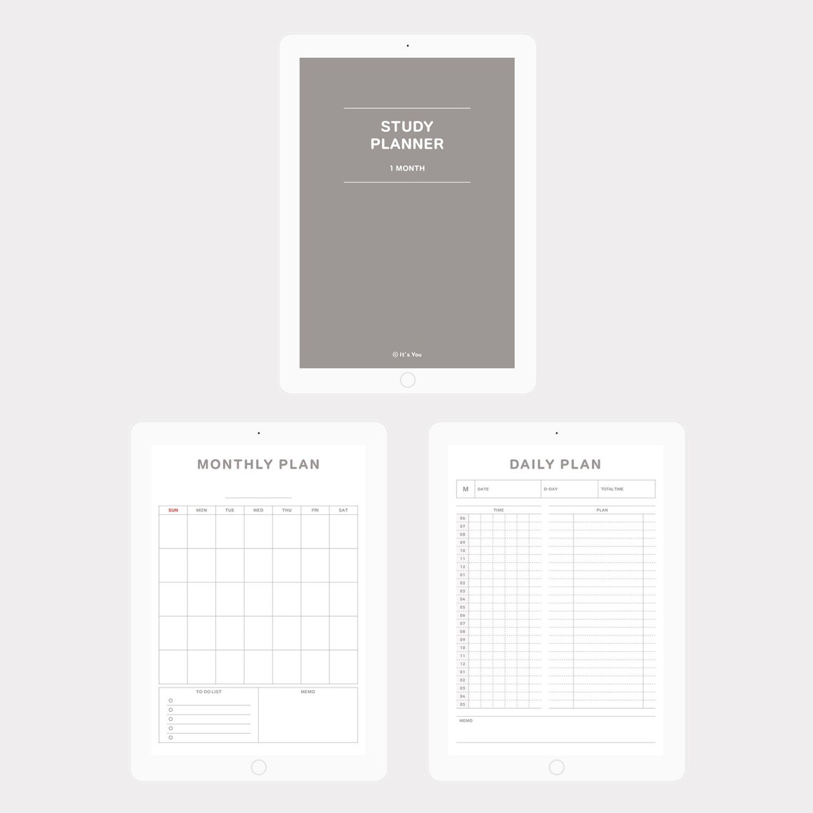 Digital 1 Month Student Study Planner, Undated Digital Study Planner ...