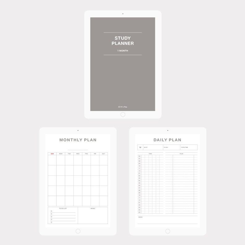Digital 1 Month Student Study Planner, Undated Digital Study Planner ...