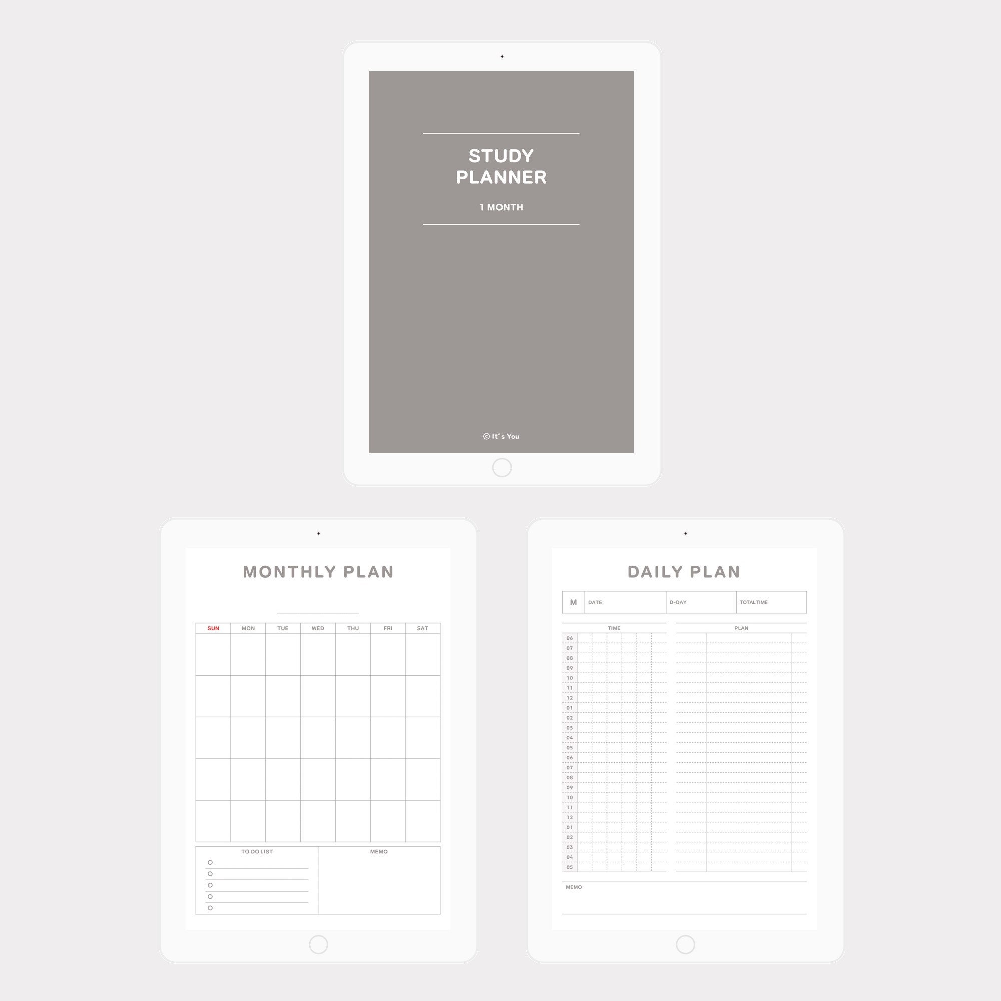 Digital 1 Month Student Study Planner, Undated Digital Study Planner ...