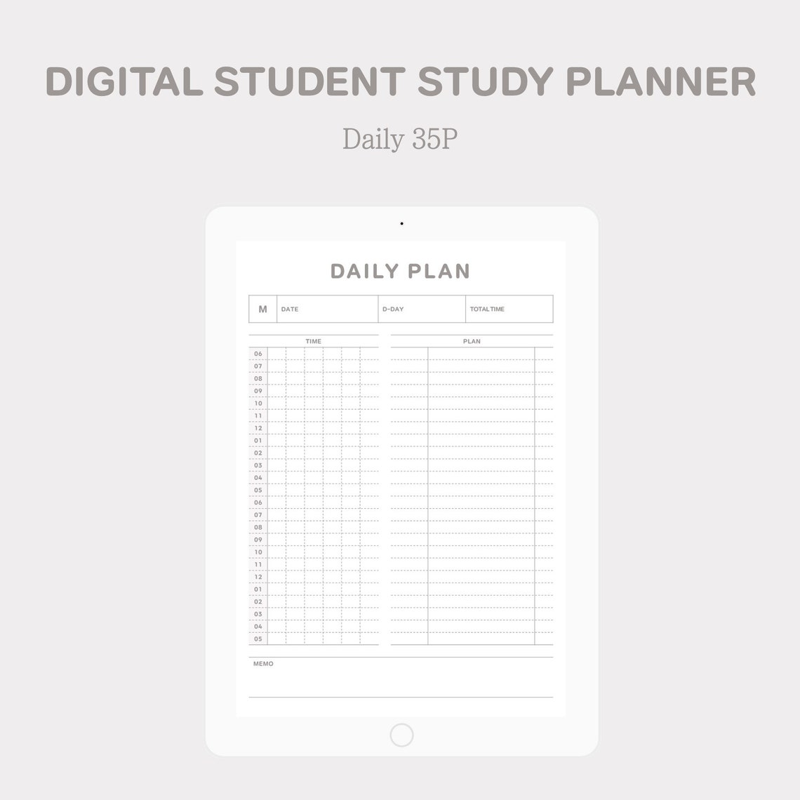Digital 1 Month Student Study Planner, Undated Digital Study Planner ...