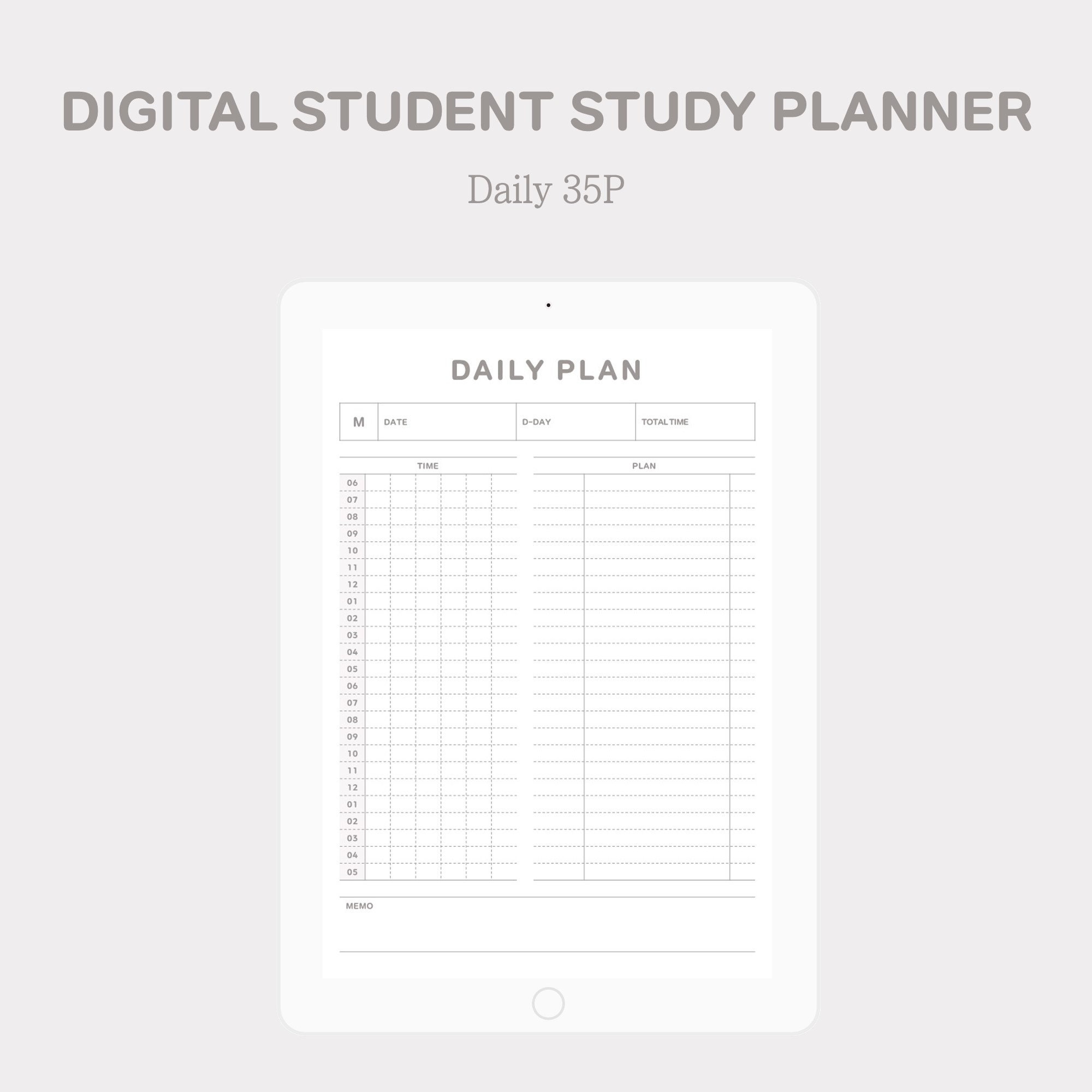 Digital 1 Month Student Study Planner, Undated Digital Study Planner ...
