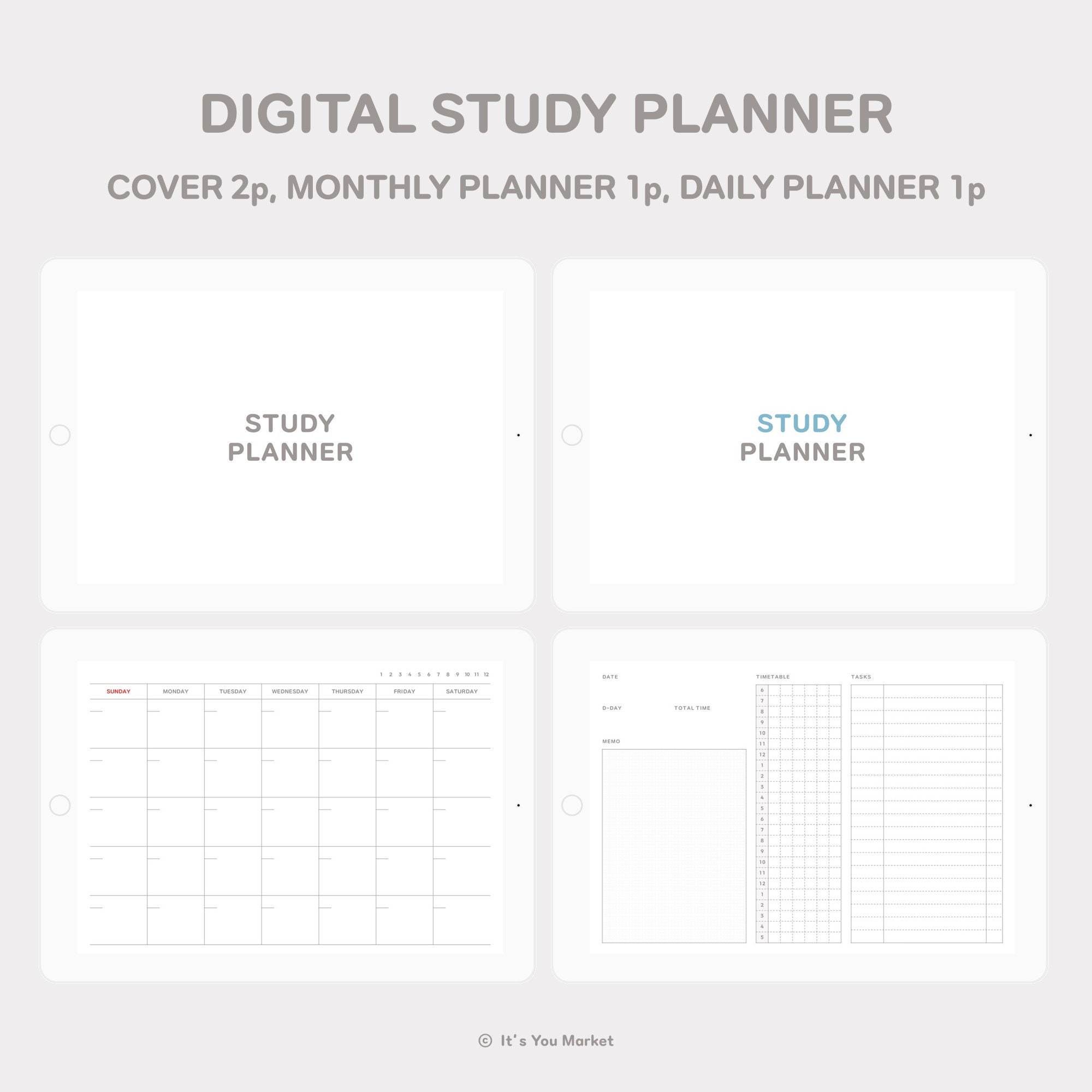 Digital 10 Minute Study Planner, 10 Minute Study Time Planner for iPad ...