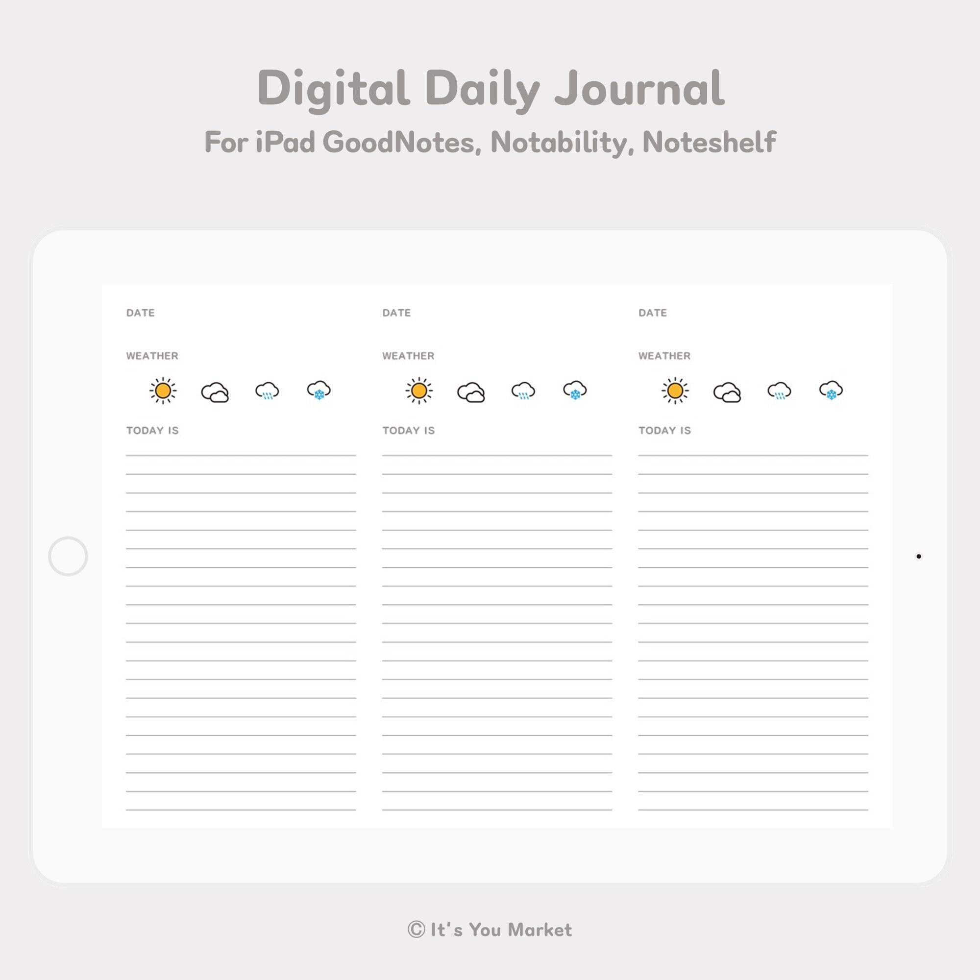 Digital Daily Journal Page, Daily Diary Sheet for iPad Goodnotes ...