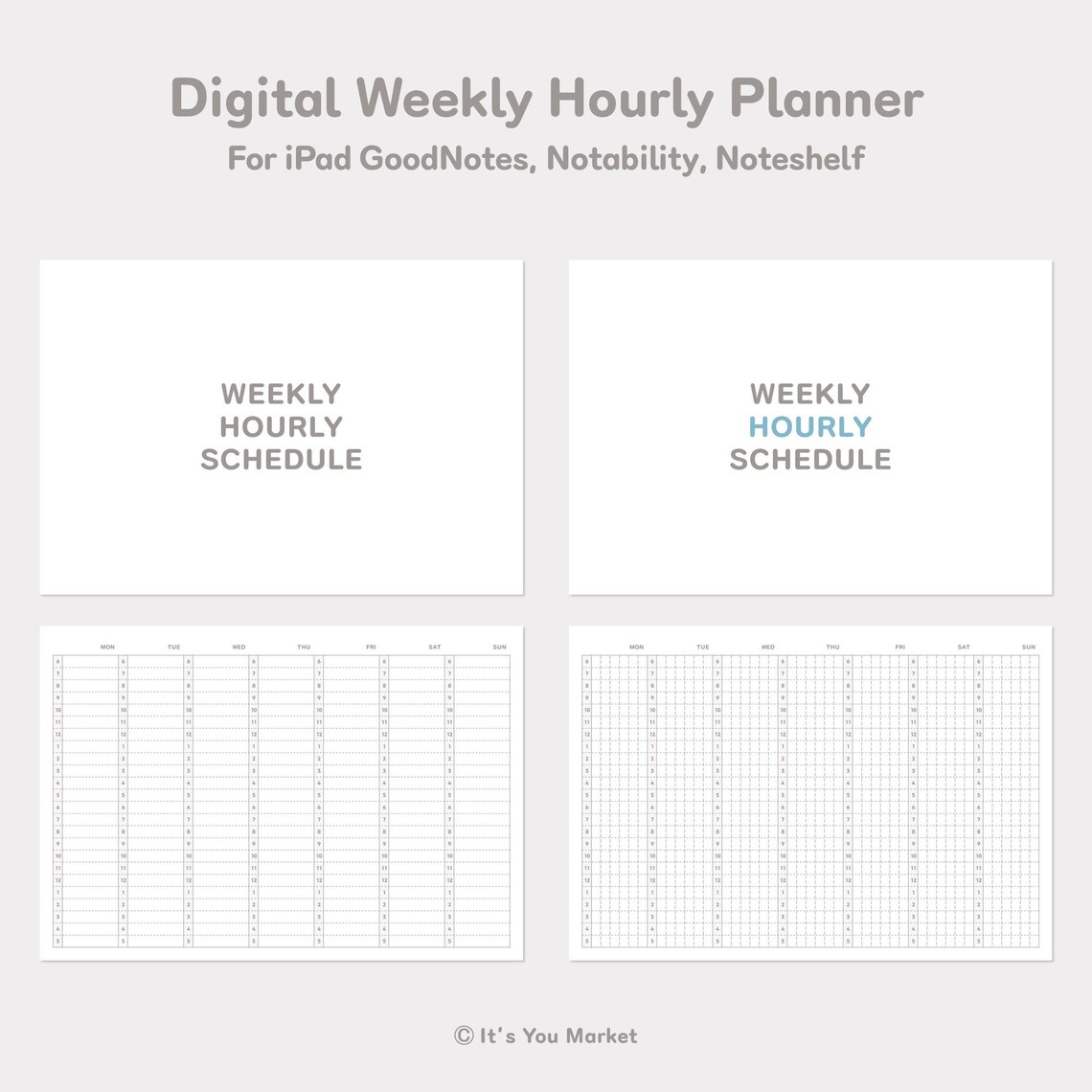 Digital Weekly Time Schedule Hourly Planner for iPad - Etsy