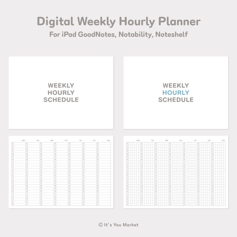 Digital Weekly Time Schedule, Hourly Planner for iPad Goondotes ...