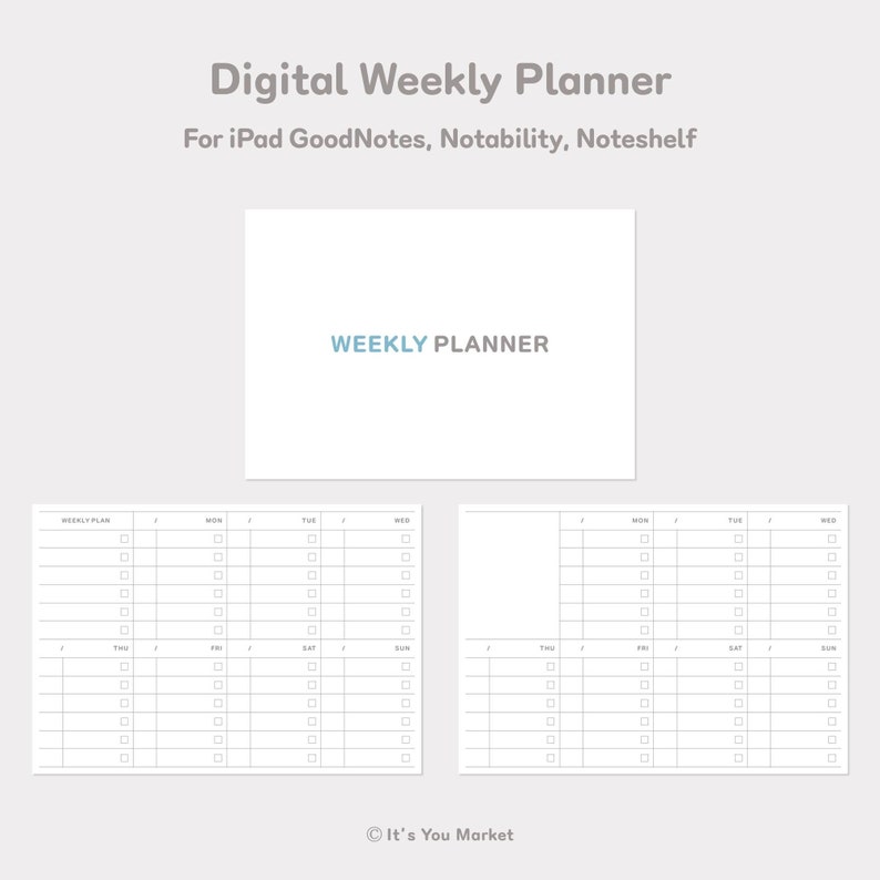Digital Weekly Planner, to Do List for iPad Goodnotes, Noteshelf ...