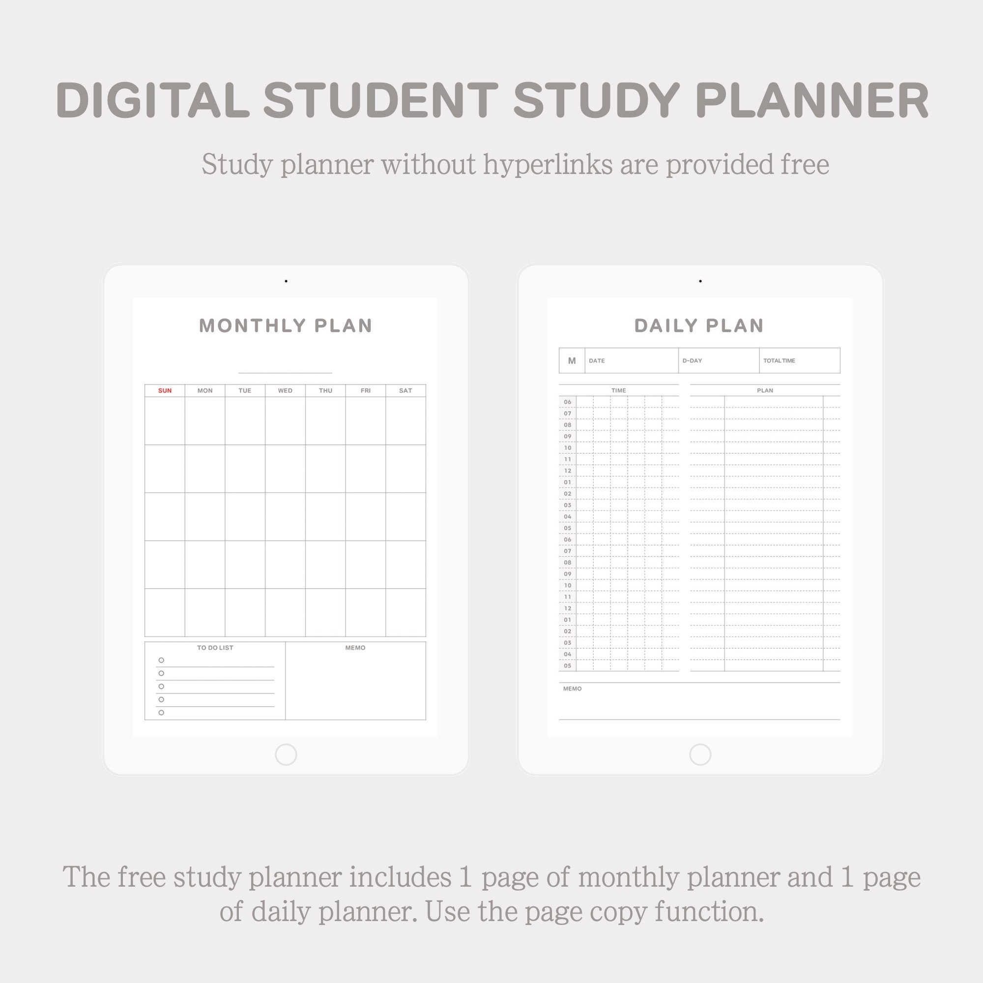 Digital 1 Month Student Study Planner, Undated Digital Study Planner ...