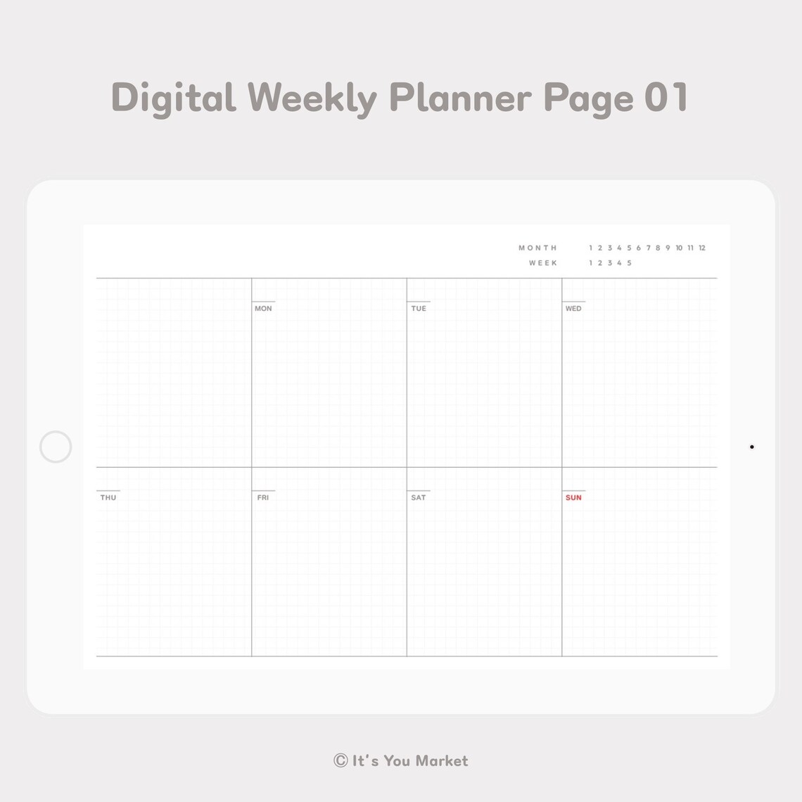 Digital Undated Weekly Planner Page for iPad Goodnotes, Notability ...