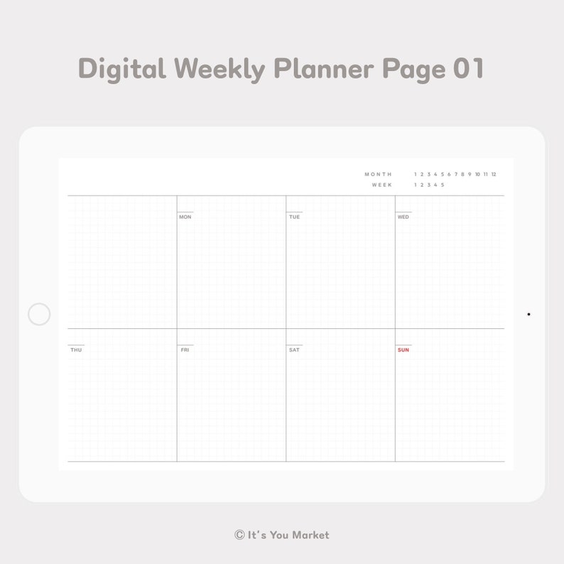 Digital Undated Weekly Planner Page for iPad Goodnotes, Notability ...