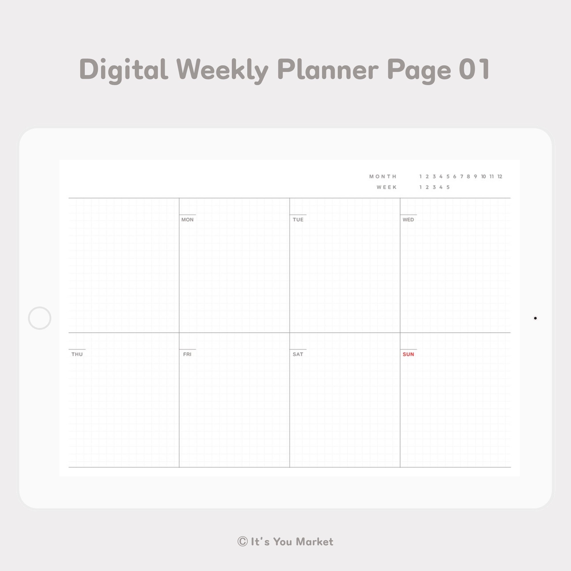 Digital Undated Weekly Planner Page for iPad Goodnotes, Notability ...