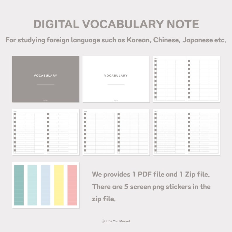 Digital Vocabulary Notebook Template Foreign Language Study - Etsy