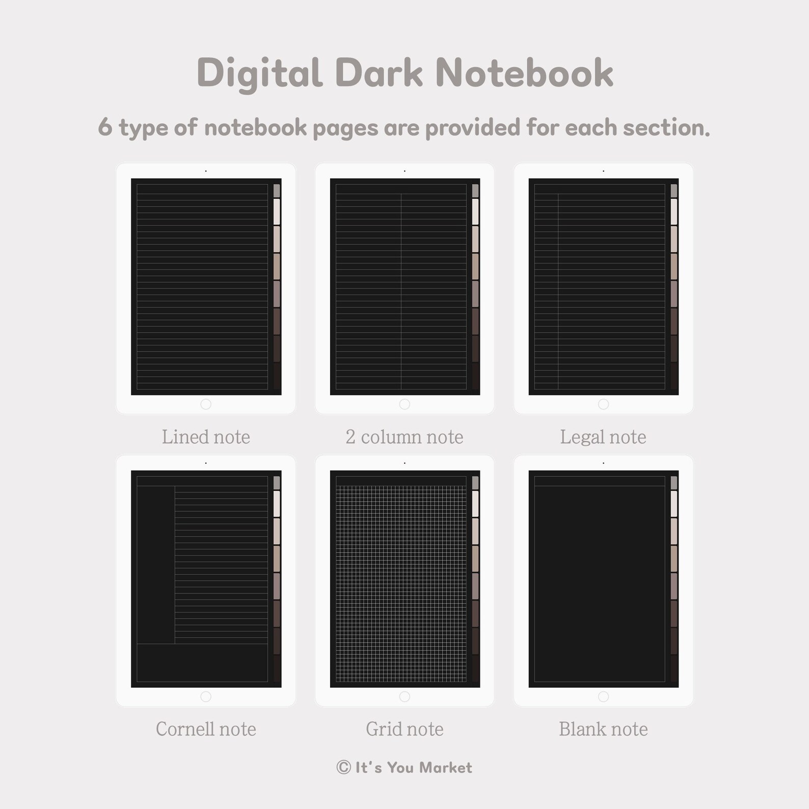 Digital Dark Mode Notebook 7 Subject Hyperlinked Goodnotes Notebook ...