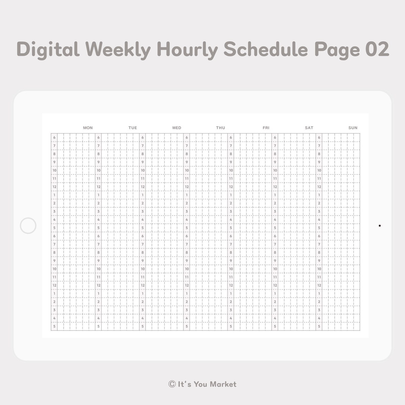 Digital Weekly Time Schedule Hourly Planner for iPad - Etsy