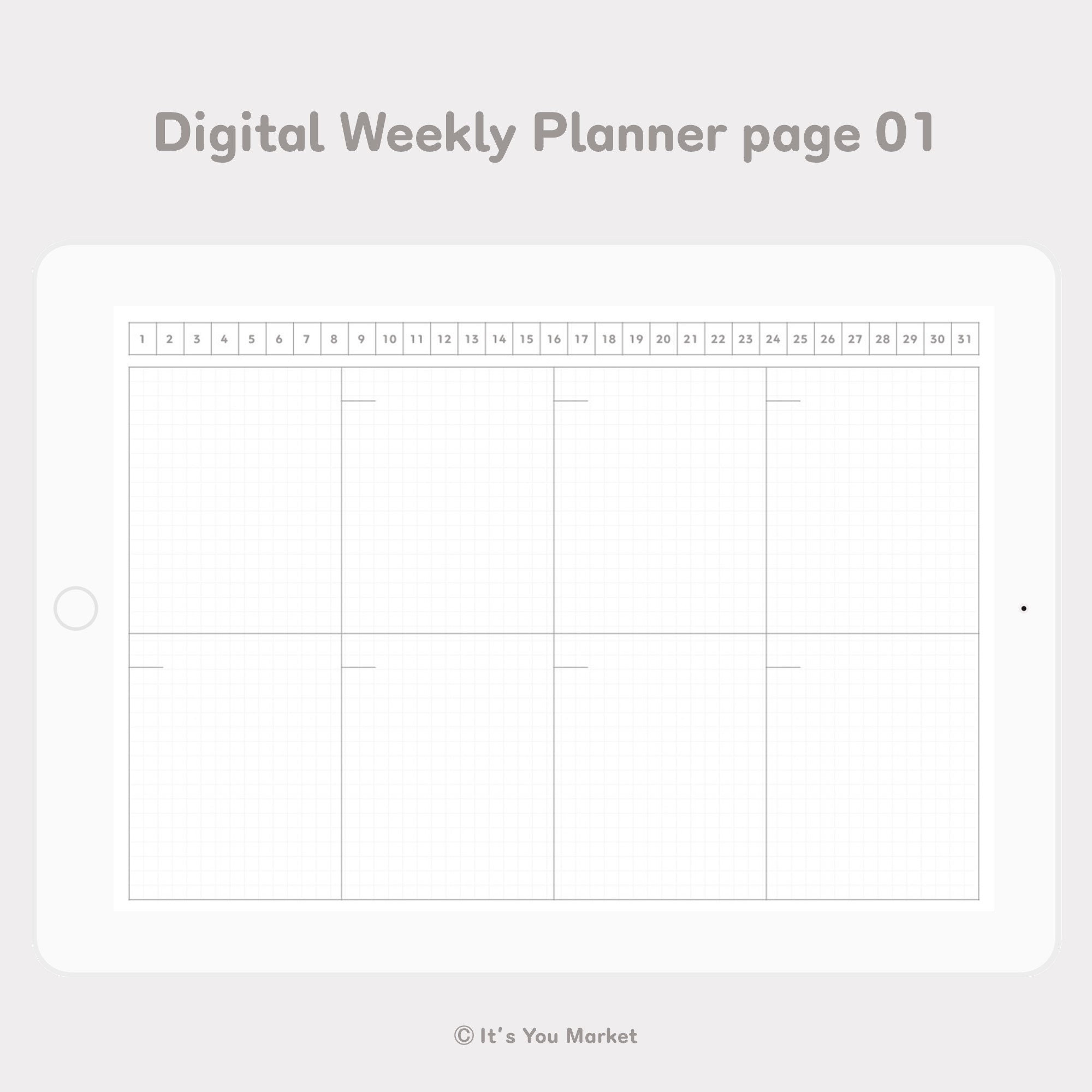 Digital Weekly Planner Page, for iPad Goodnotes, Noteshelf, Notability ...