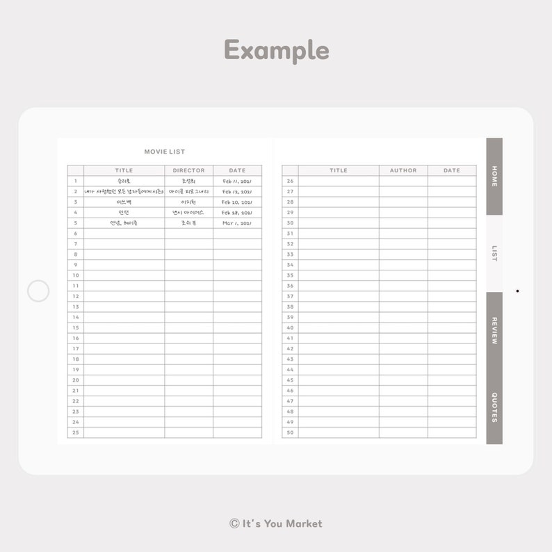 Digital Movie Journal, Movie Log, 100 Movie Challenge for Goodnotes ...
