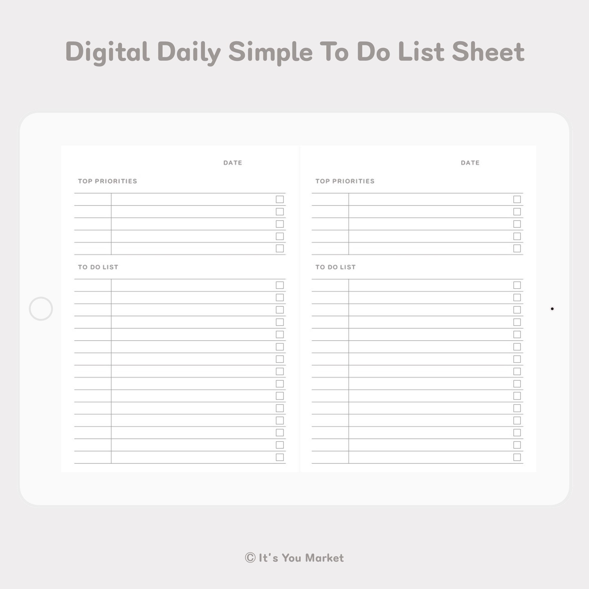 Digital Daily to Do List Template for iPad Goodnotes ...