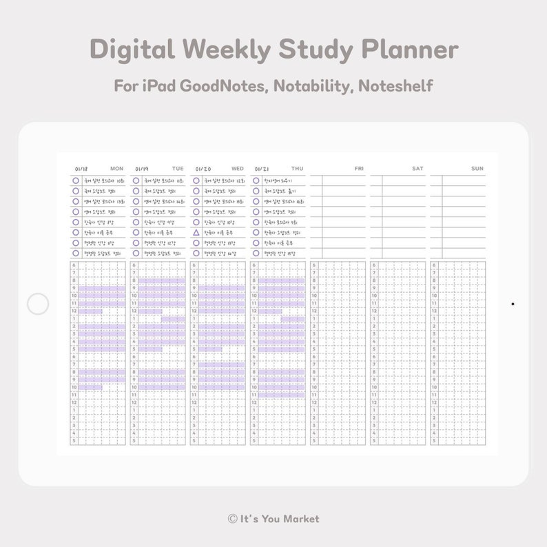 Digital Weekly Student Study Planner Timetable Planner for iPad ...