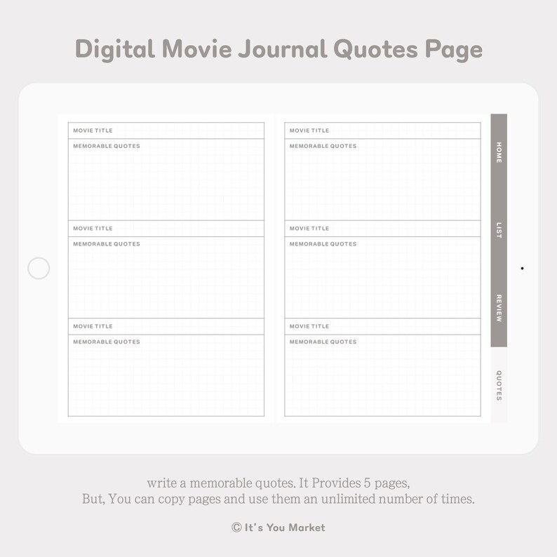 Digital Movie Journal, Movie Log, 100 Movie Challenge for Goodnotes ...