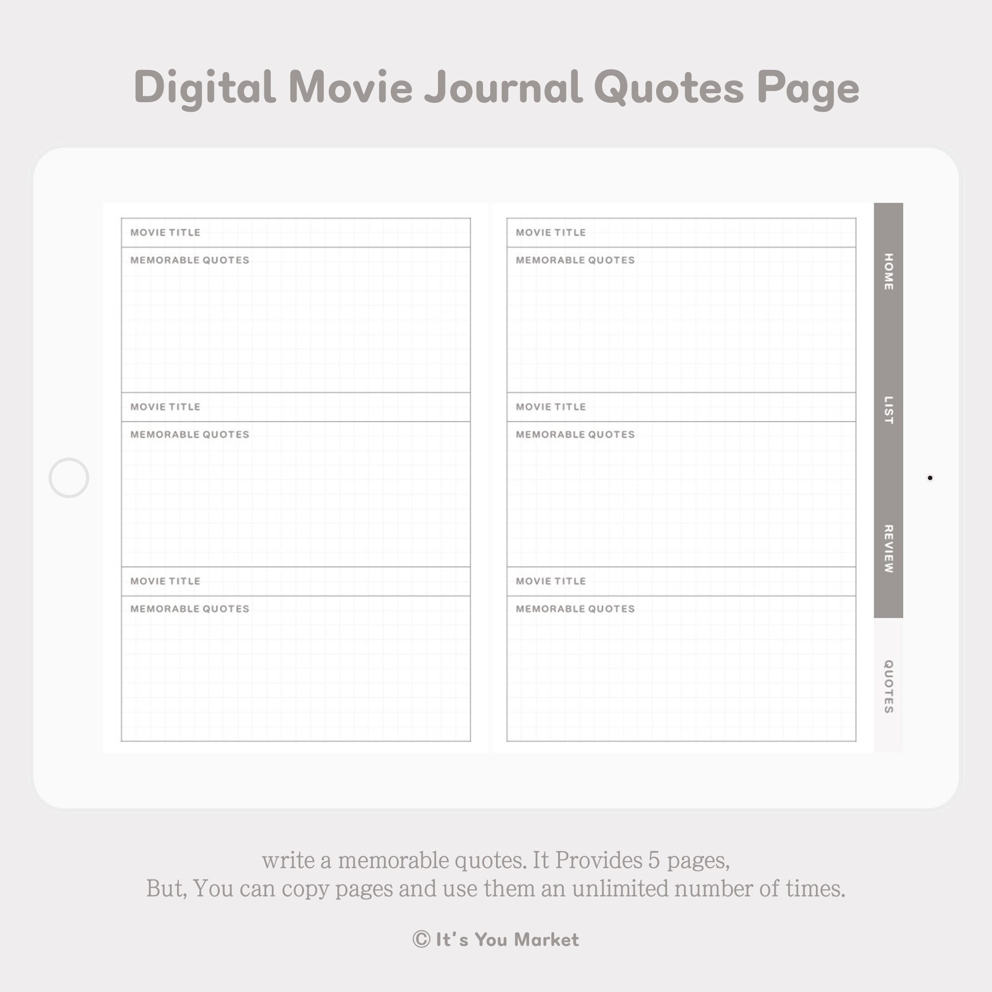 Digital Movie Journal, Movie Log, 100 Movie Challenge for Goodnotes ...