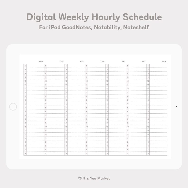 Digital Weekly Time Schedule, Hourly Planner for iPad Goondotes ...