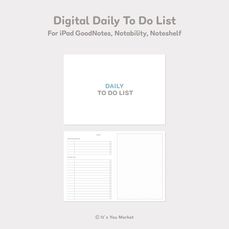 Digital Daily to Do List Template for iPad Goodnotes, Notability ...