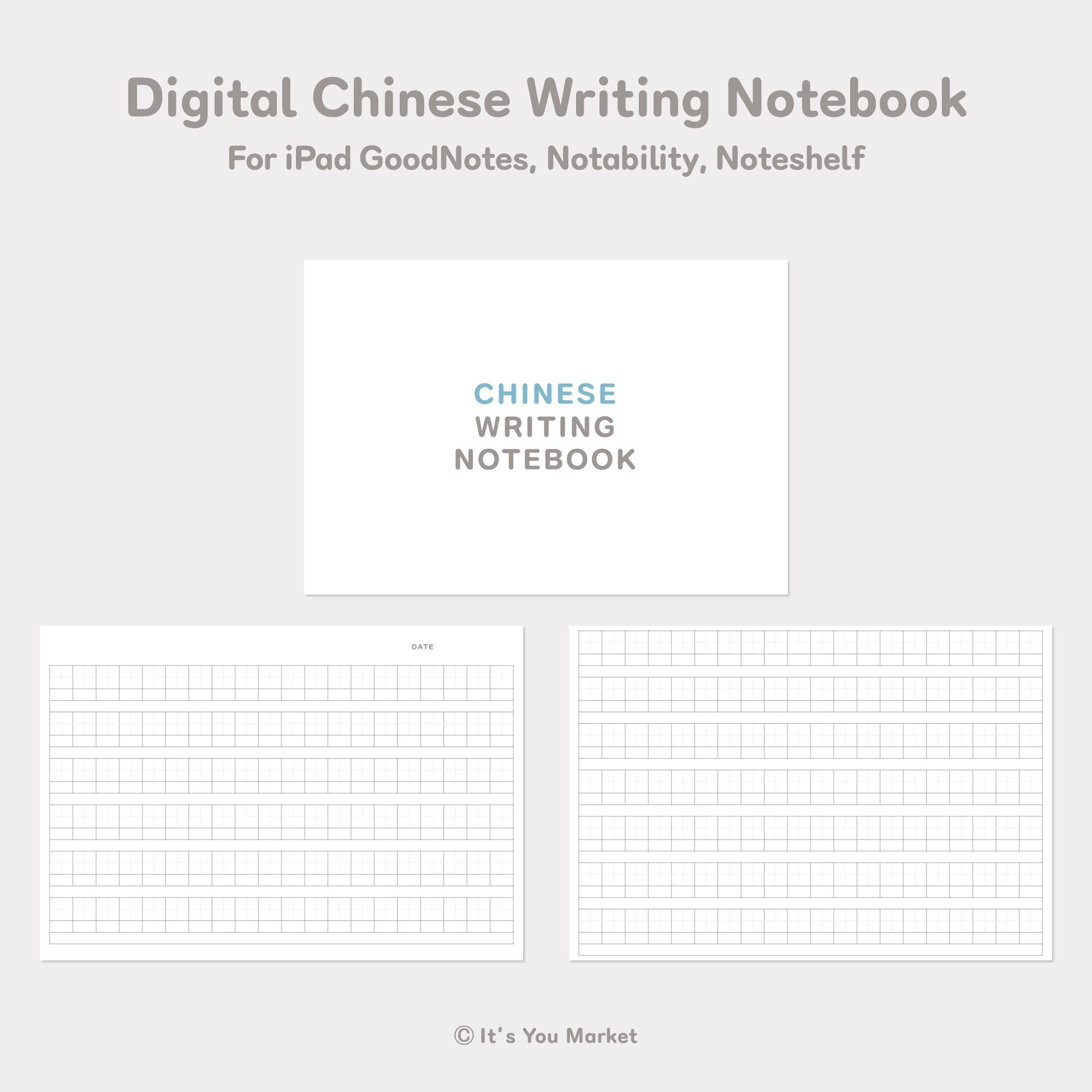 IPad Goodnotes Chinese Writing Notebook, Writing Practice Templates ...