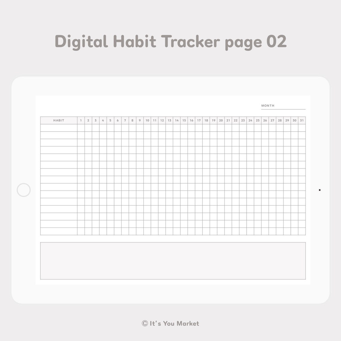 Digital Habit Tracker, Printable Monthly Habit Tracker Pdf for iPad ...