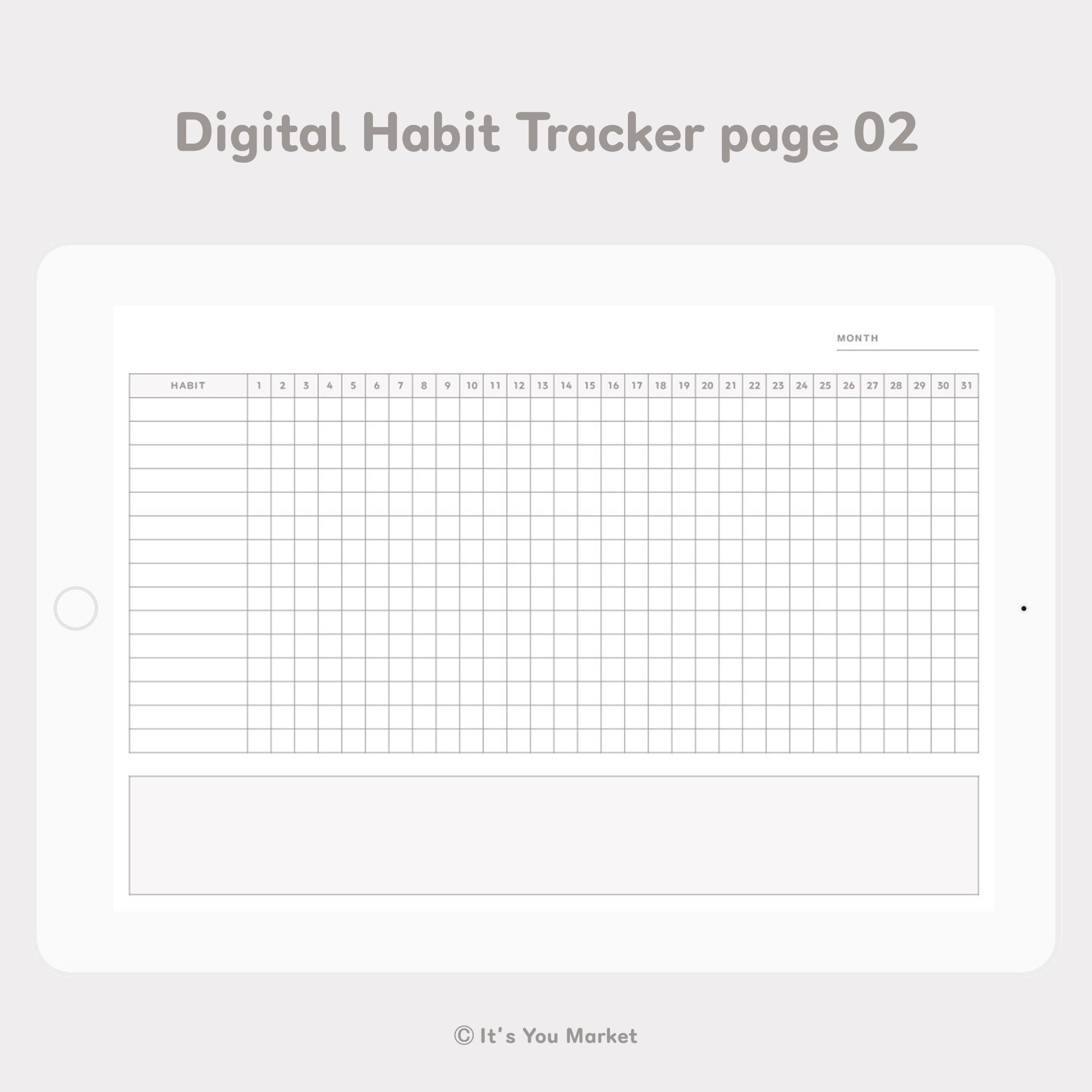 Digital Habit Tracker, Printable Monthly Habit Tracker Pdf for iPad ...