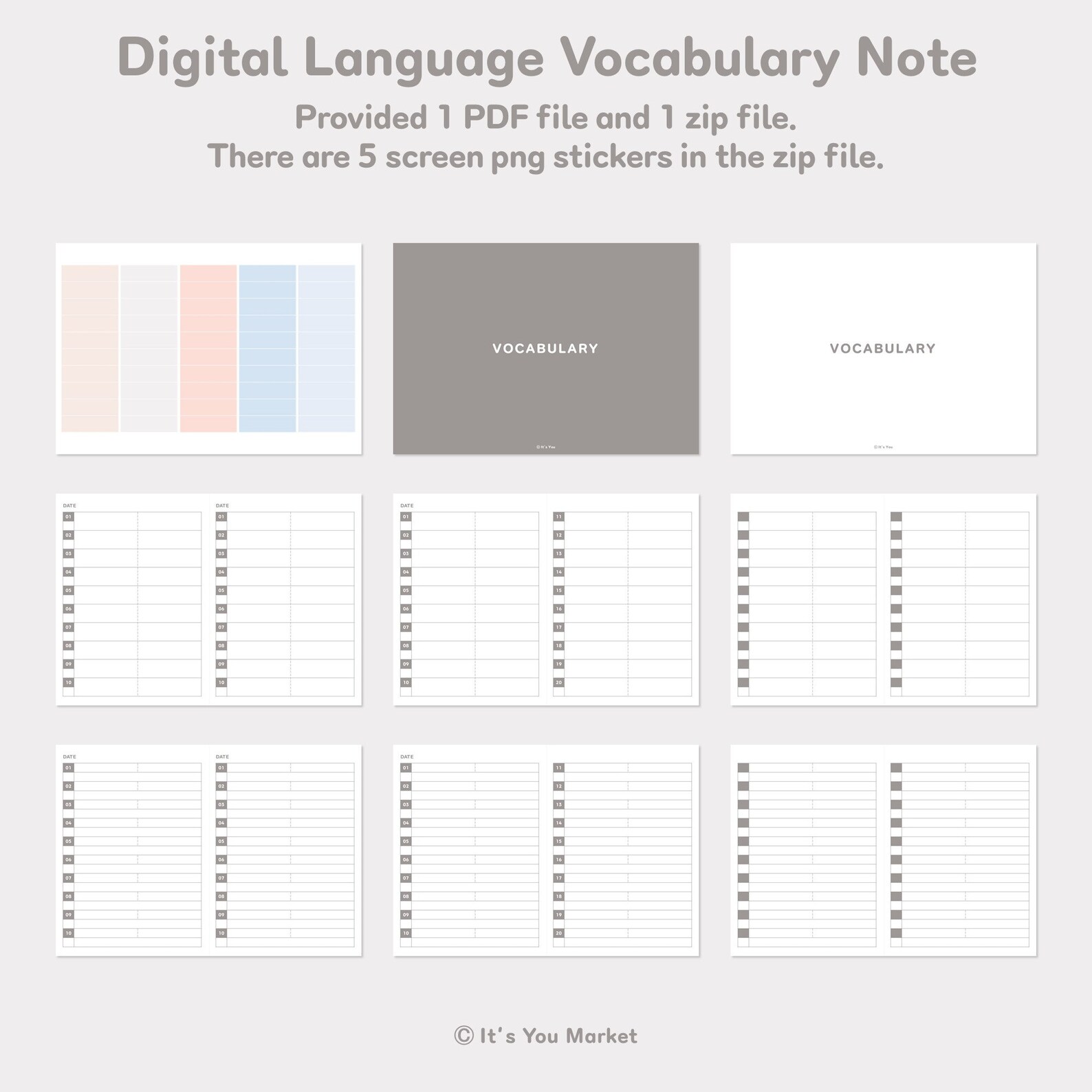 Digital Language Study Notebook Vocabulary Template Such as Korean ...