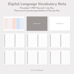 Digital Language Study Notebook Vocabulary Template Such as Korean ...