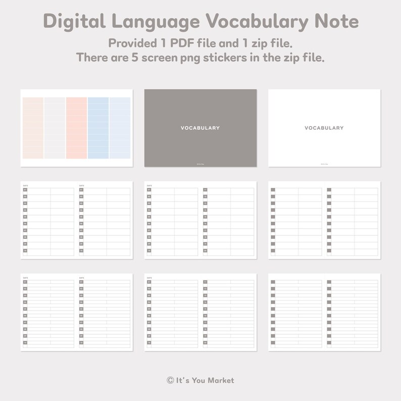 Digital Language Study Notebook Vocabulary Template Such as Korean ...