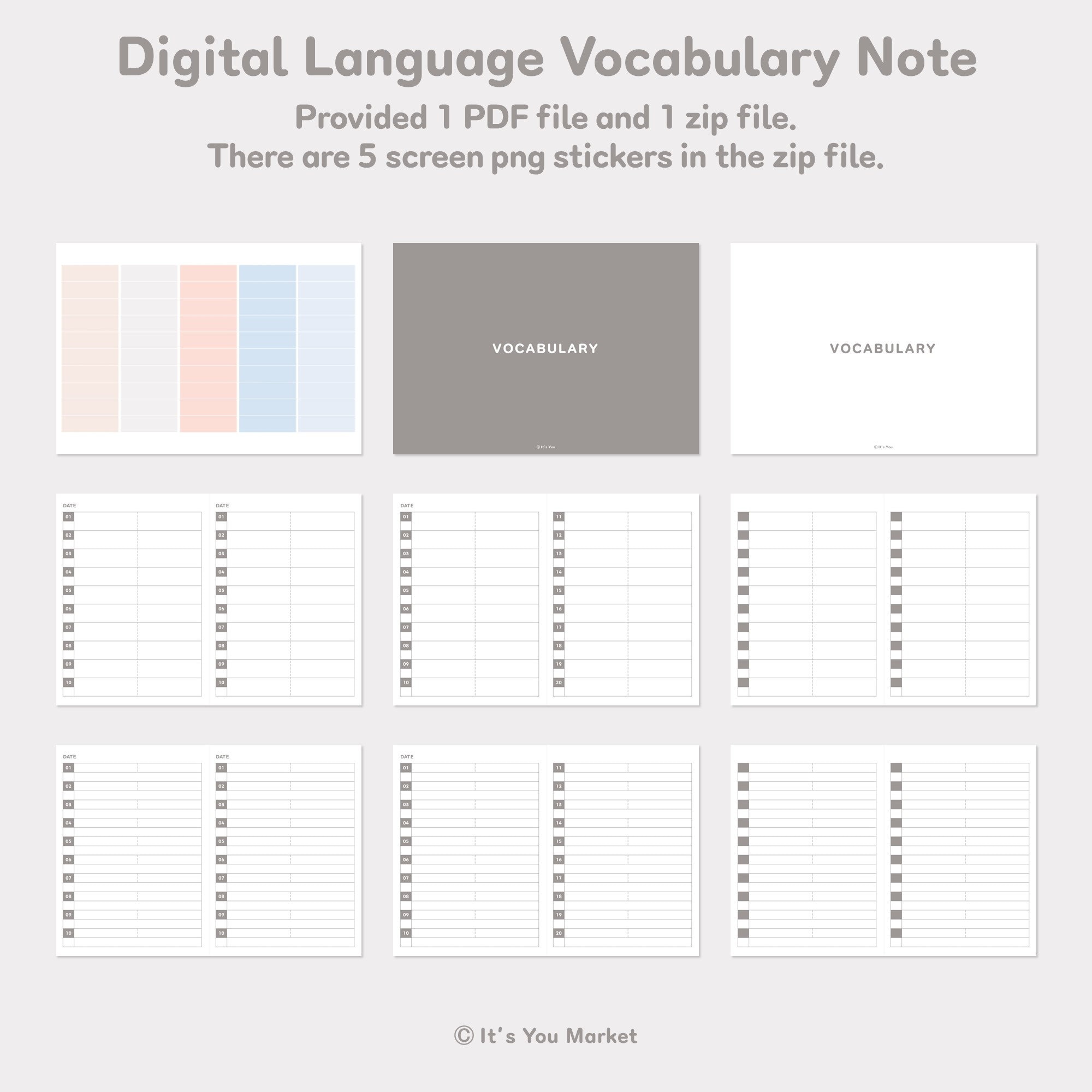 Digital Language Study Notebook Vocabulary Template Such as Korean ...