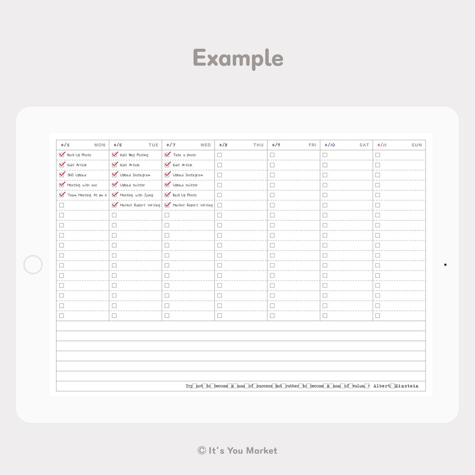 Digital Weekly to Do List Planner for Ipad Goodnotes - Etsy