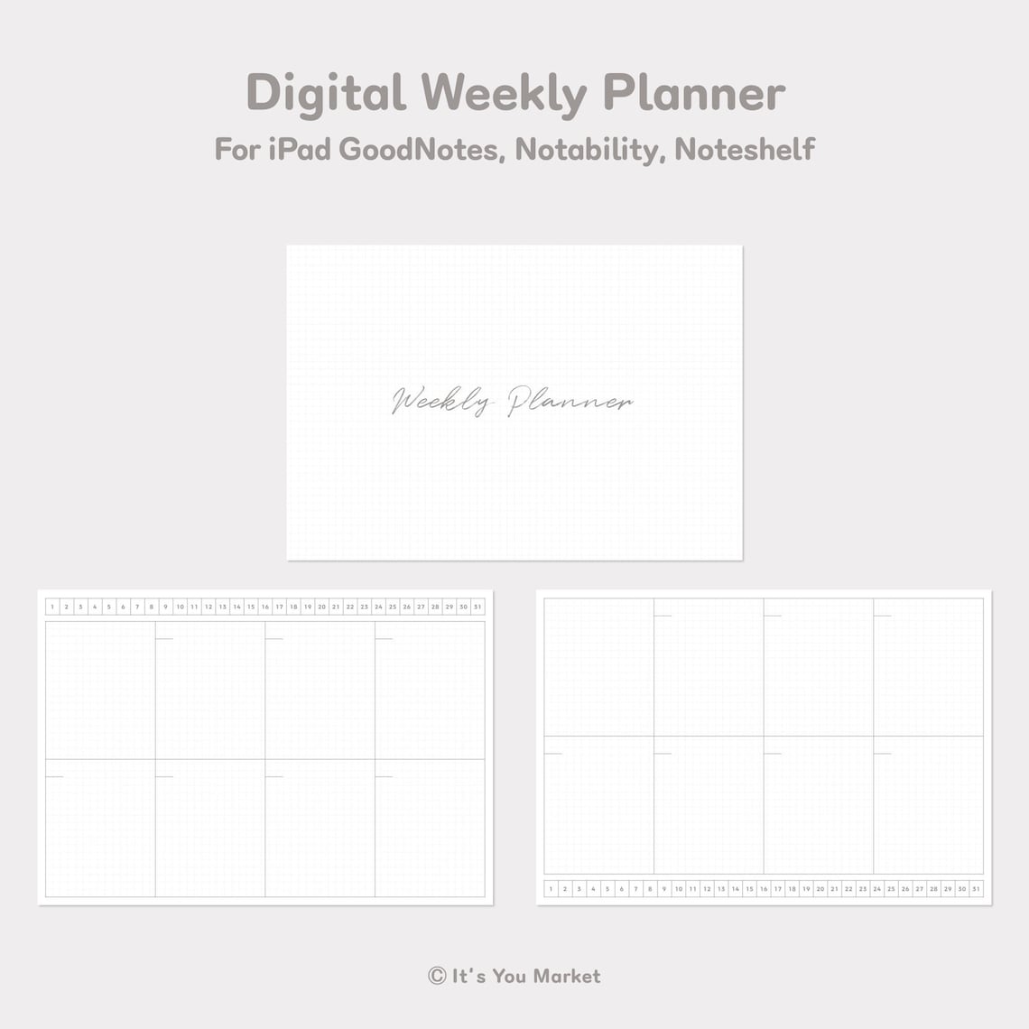 Digital Weekly Planner Page, for iPad Goodnotes, Noteshelf, Notability ...