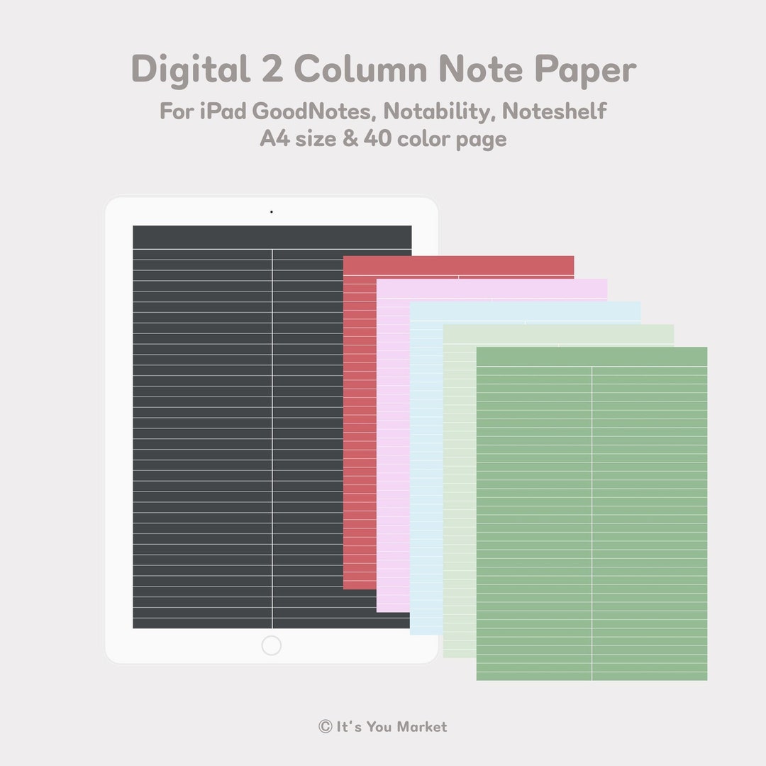 Digital Note Taking Paper Template Goodnotes 2 Column Notebook Page for ...