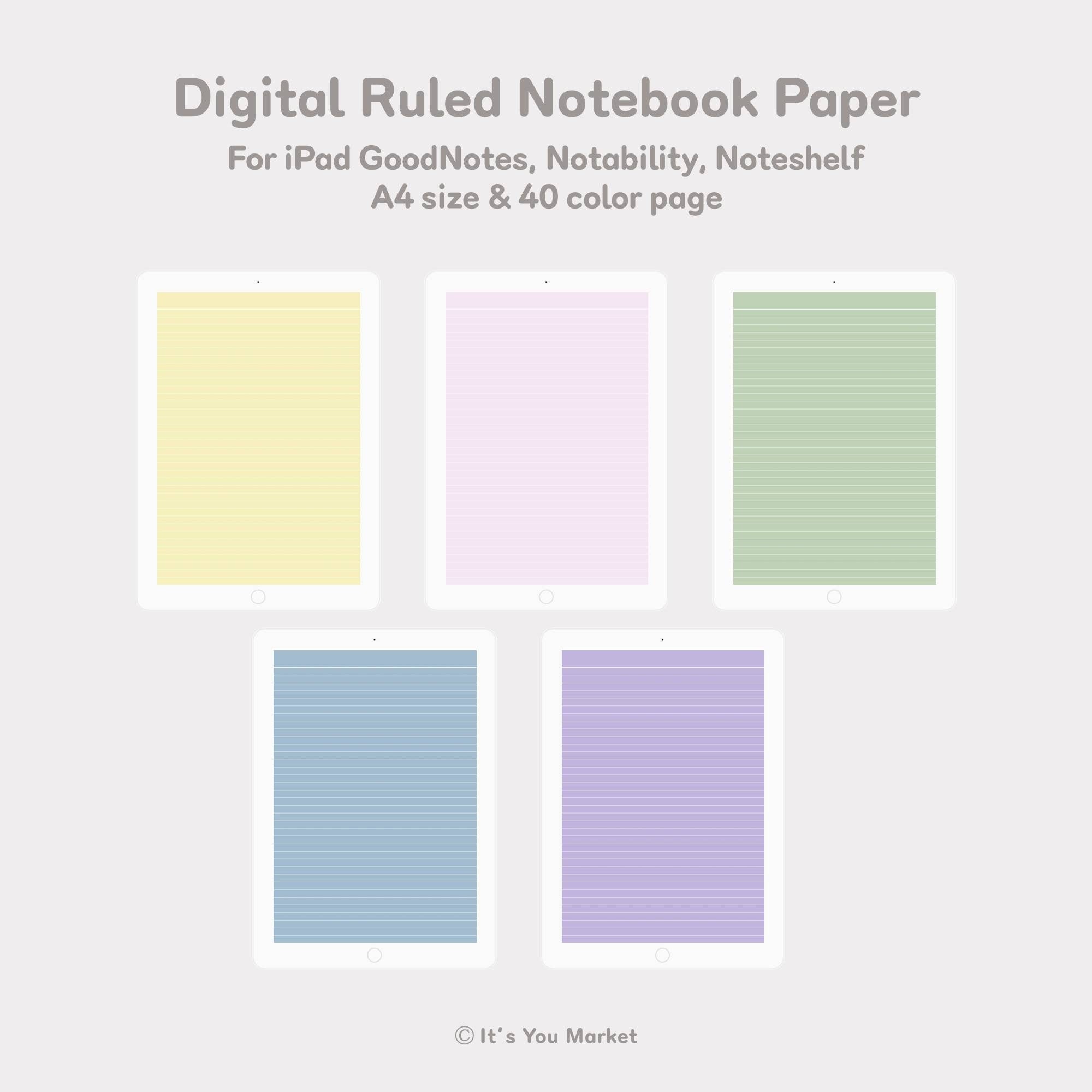 Digital Ruled Notebook(note Paper) for iPad Goodnotes, Notability ...