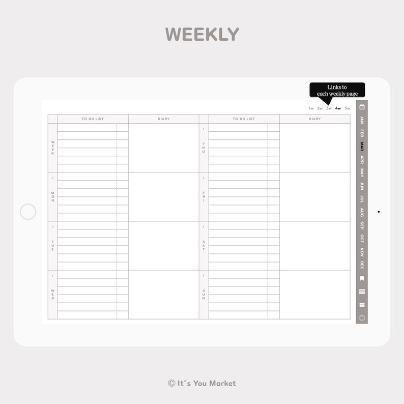 Digital Undated Planner, Hyperlinked Planner, Monthly & Weekly Planner ...