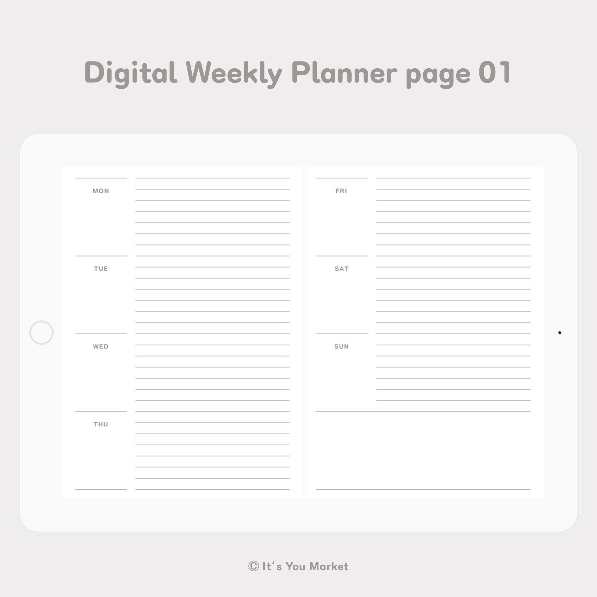 Digital Weekly Planner Undated Planner for iPad Goodnotes, Notability ...