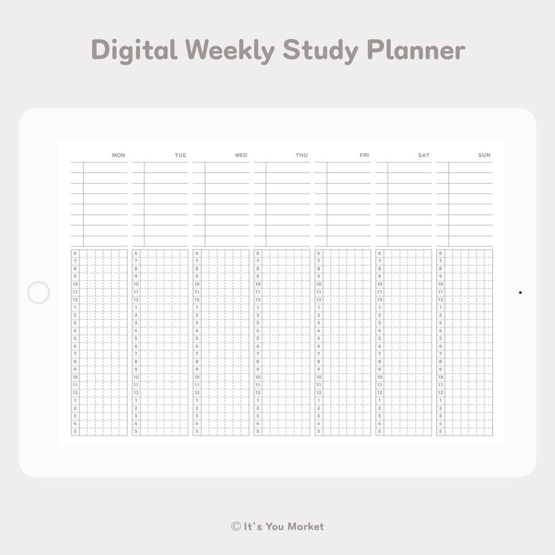 Digital Weekly Student Study Planner Timetable Planner for iPad ...