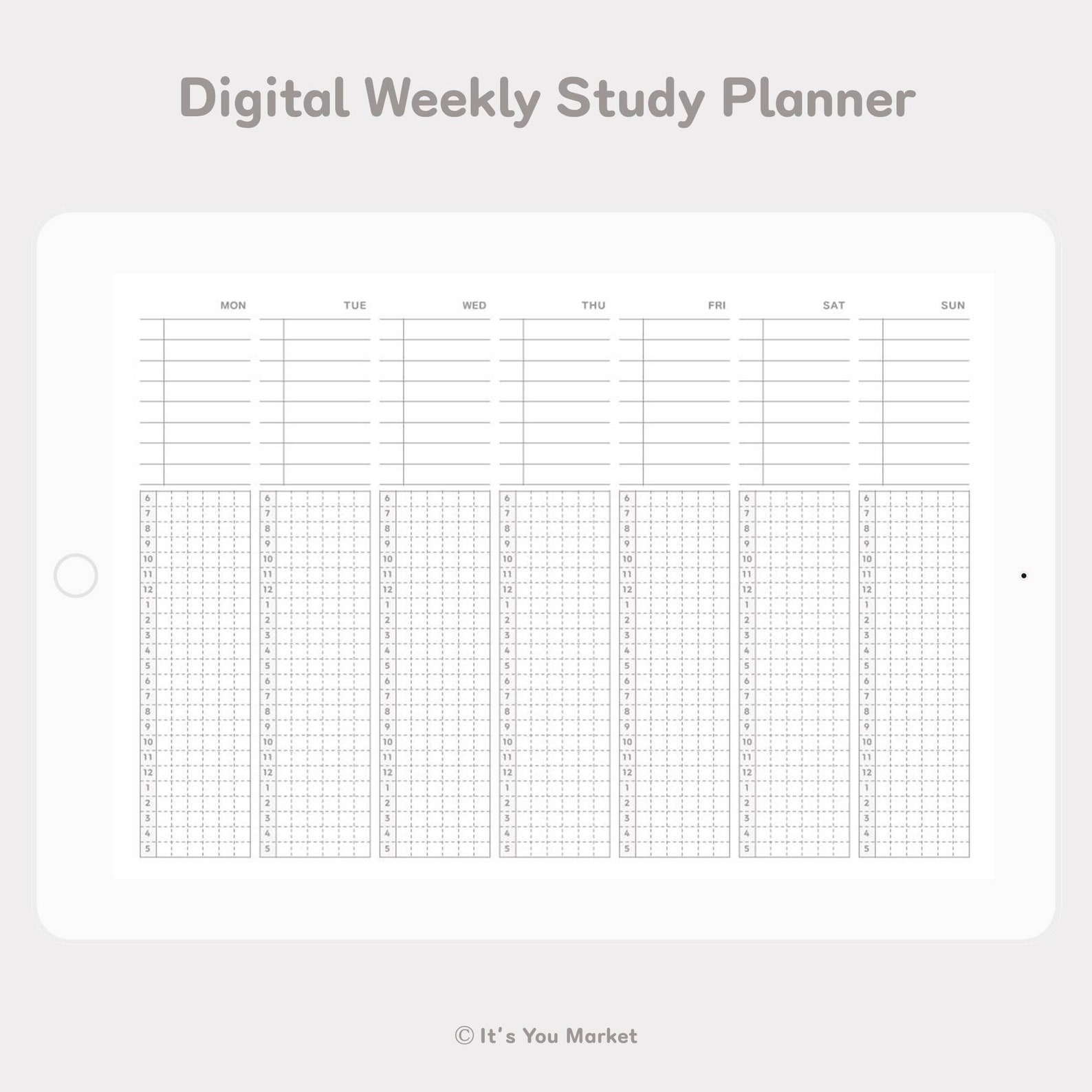 Digital Weekly Student Study Planner Timetable Planner for iPad ...