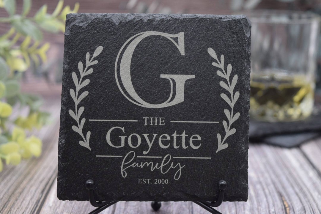 Custom Engraved Monogram Slate Coasters, House Warming Gift ...