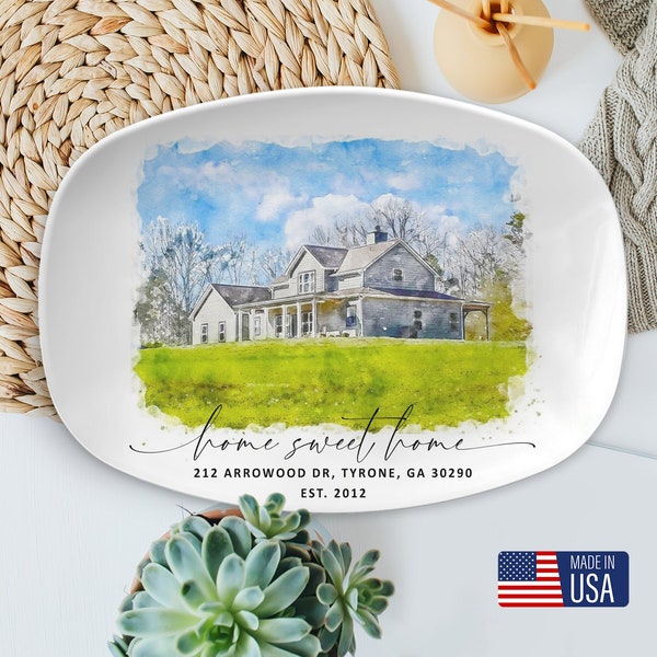 Custom Home Portrait Platter - Etsy