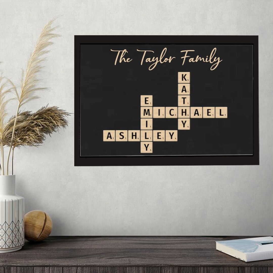 Personalized Our Family Crossword Wooden Plaque, Custom Family Name ...