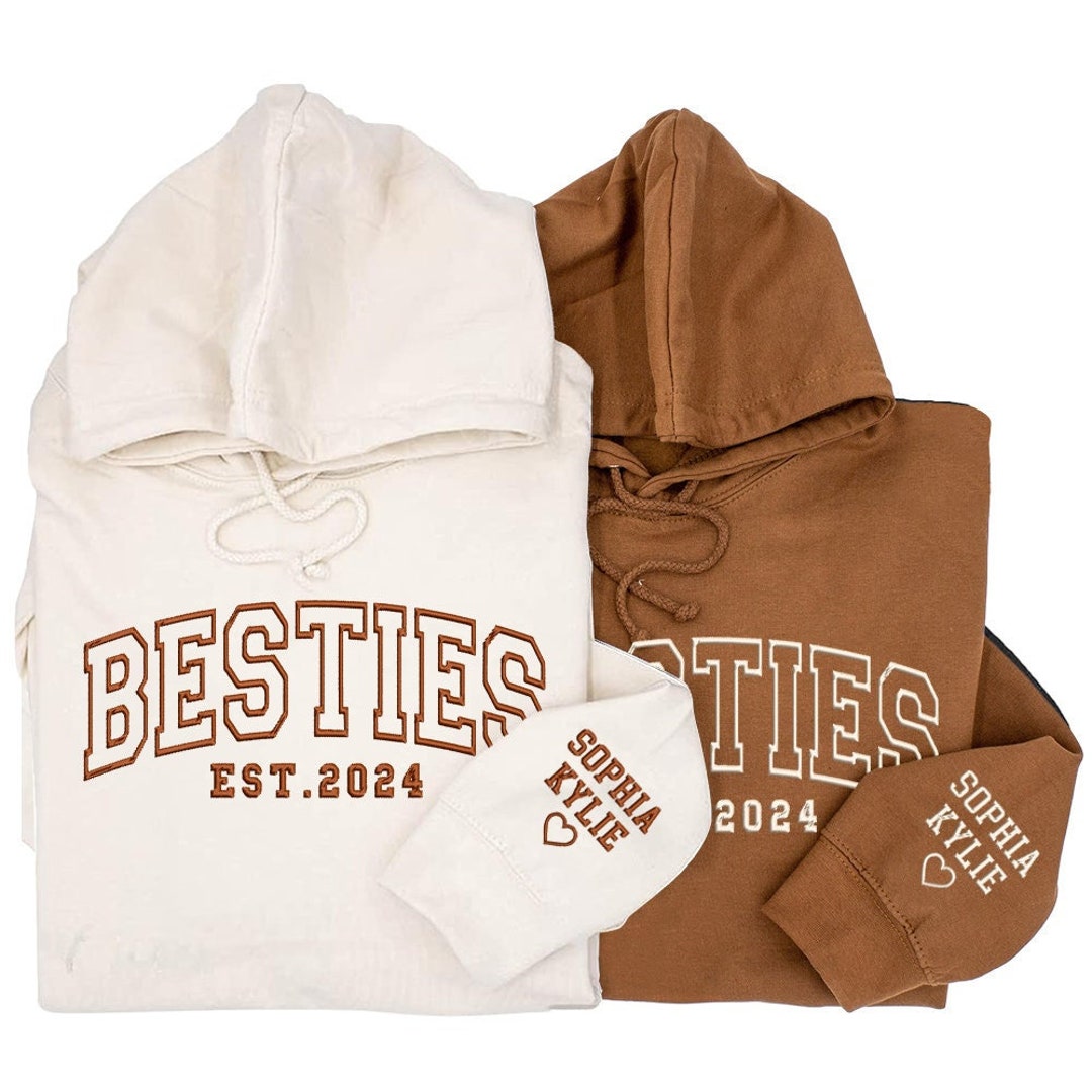 Custom Embroidered Besties Hoodie, Personalized Besties Hoodie, Bestie ...